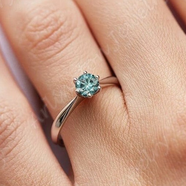 Blue Moissanite Ring - Etsy