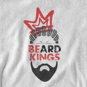 Beard Kings Black Bearded Man Gift Tee for Dads Fathers Boyfriend With ...