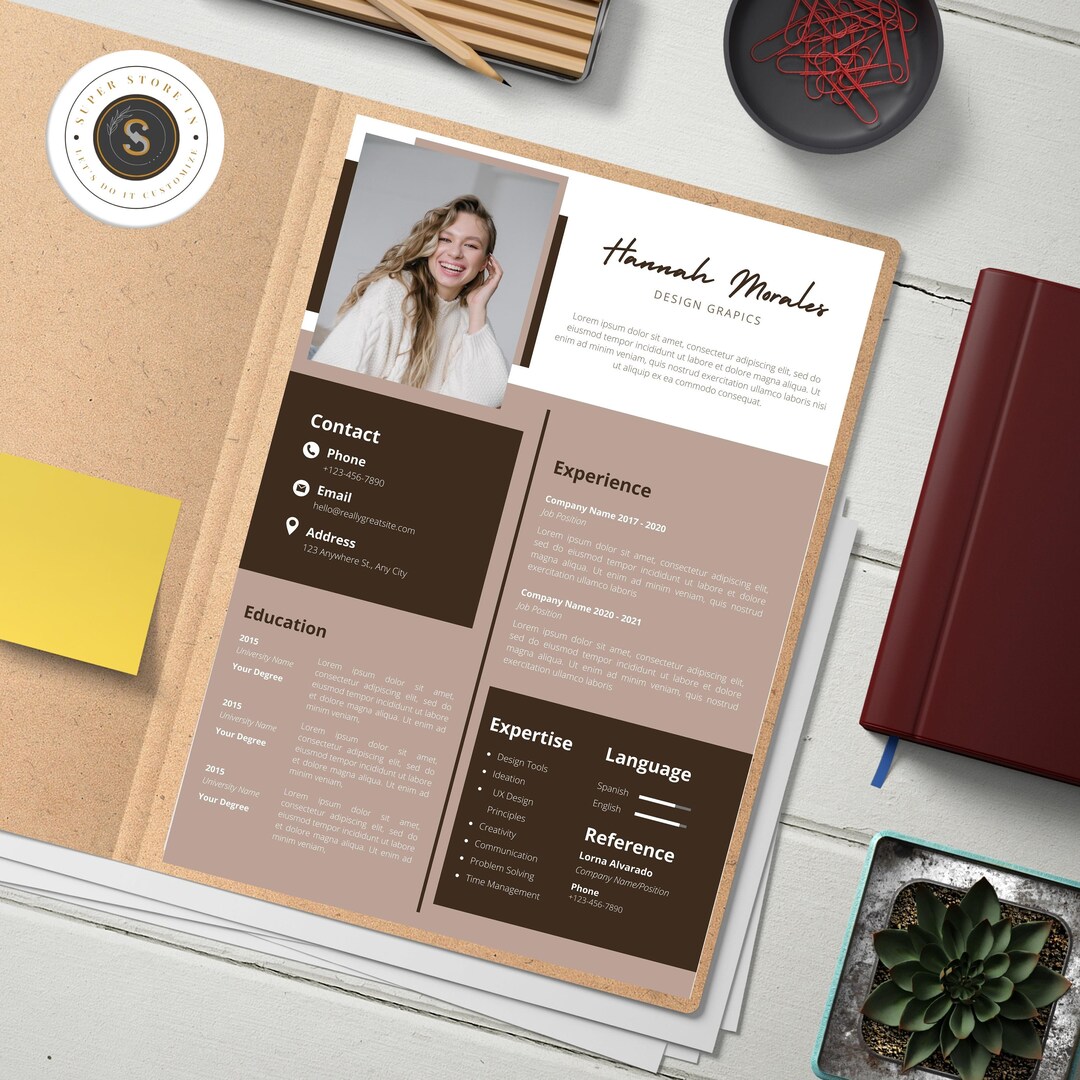Canva Professional Resume CV Template Canva Resume Template - Etsy