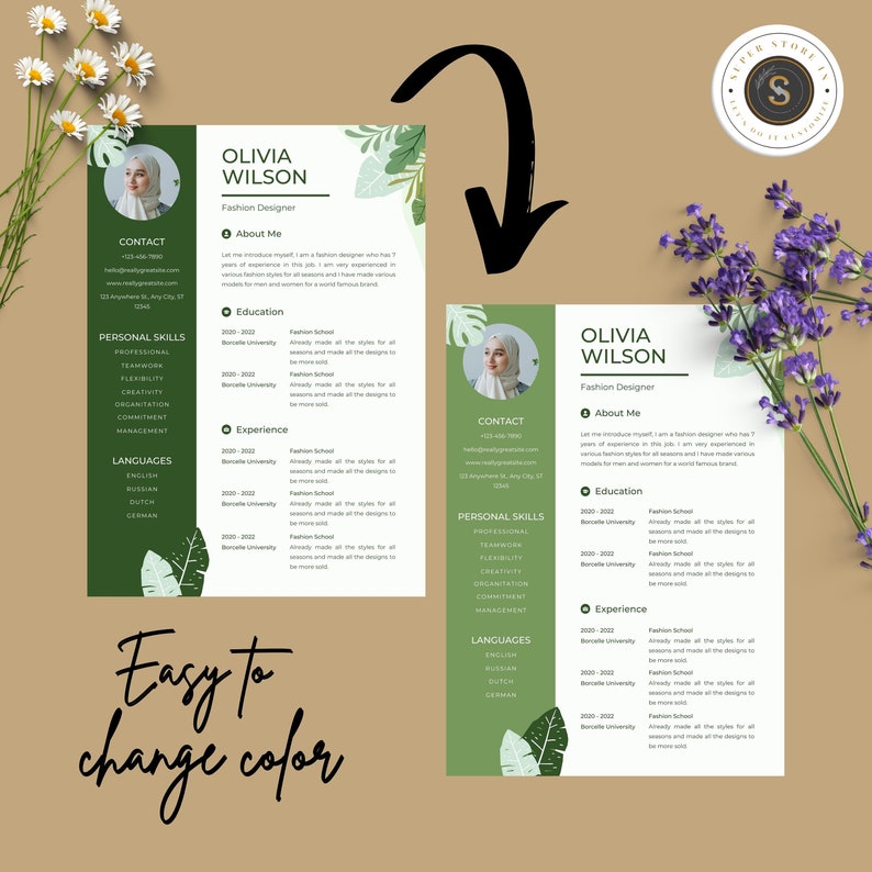 CV Template Editable Resume Template Student Work CV - Etsy