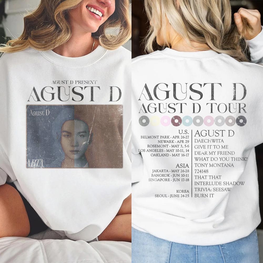 Vintage Agust D Tour Shirt, 2 Side Agust D Version T-Shirt, Kpop Album ...