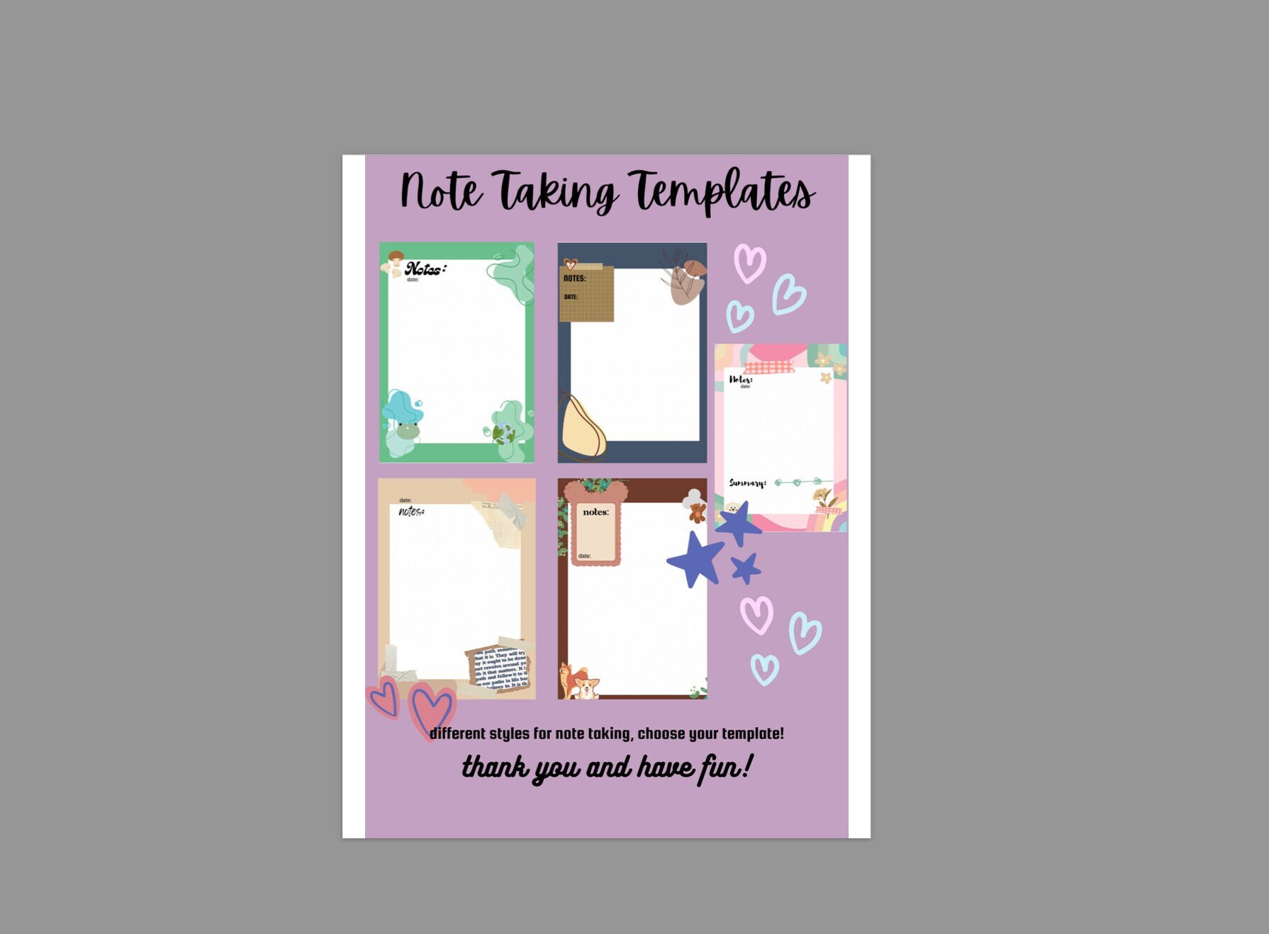 Note Taking Templates - Etsy