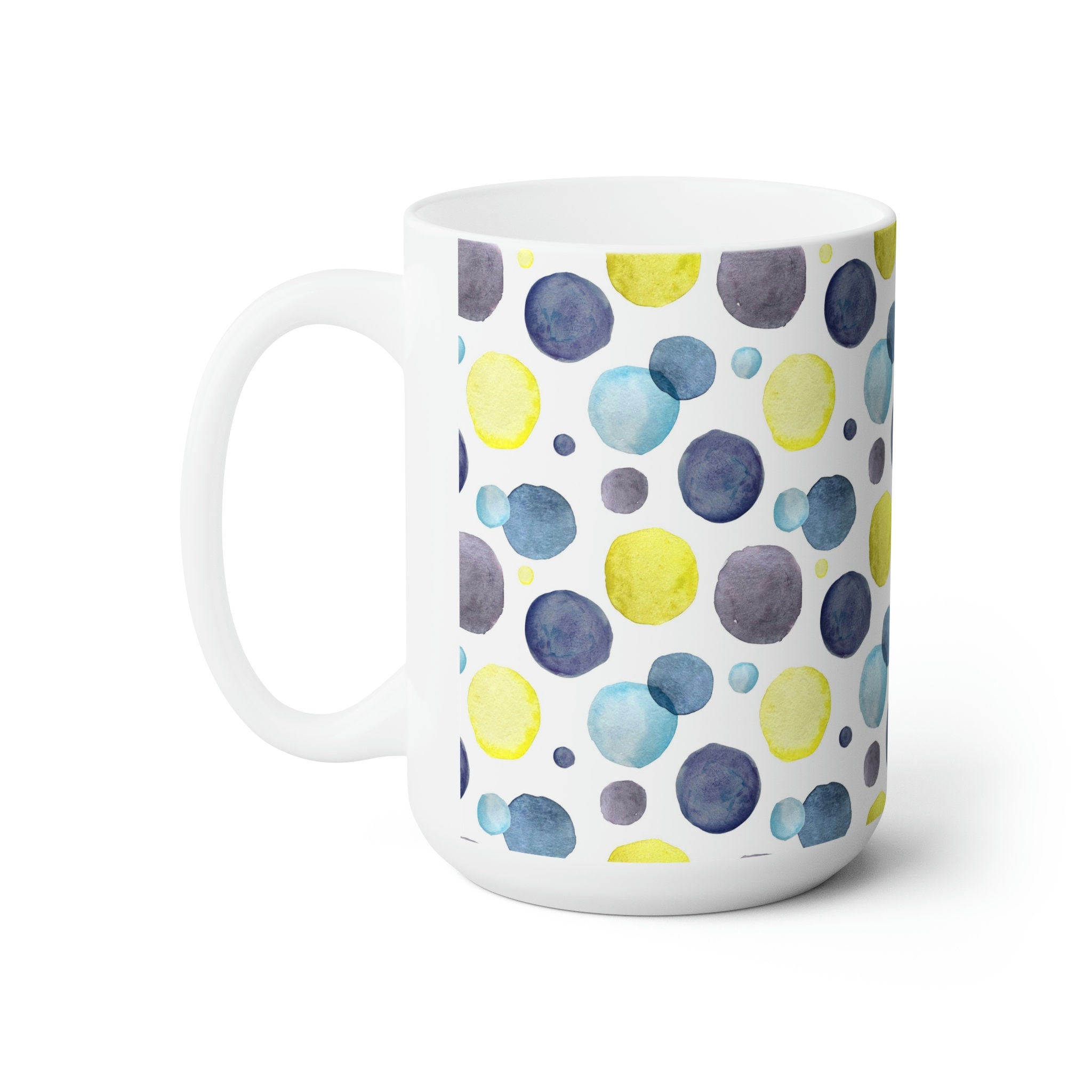Abstract Blue and Yellow Small Circles Mug Ceramic Coffee Mug 15 Oz - Etsy