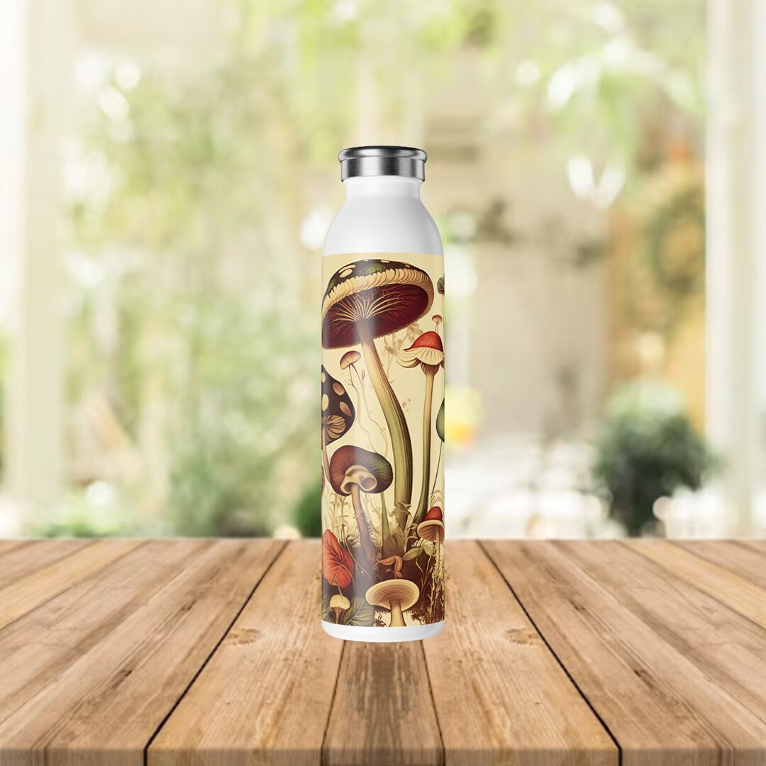Cottagecore Slim Metal Water Bottle, Mushroom Water Bottle, 20 Oz ...