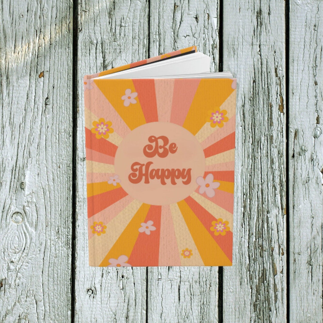 Retro Sunburst be Happy Hardcover Blank Journal - Etsy