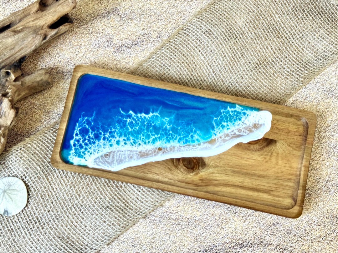 Resin Ocean Wave Trinket Tray for Beach Lover’s, Beachhouse Coastal ...