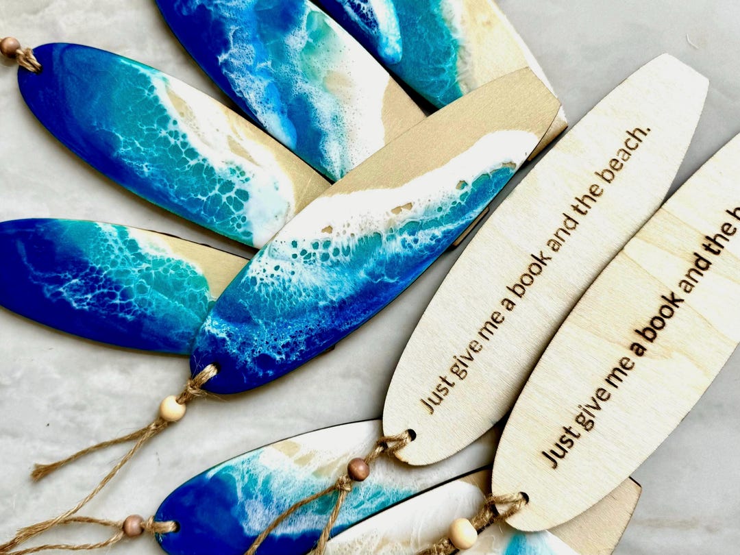 Personalized Surfboard Bookmark With Resin Ocean Waves for Ocean and ...
