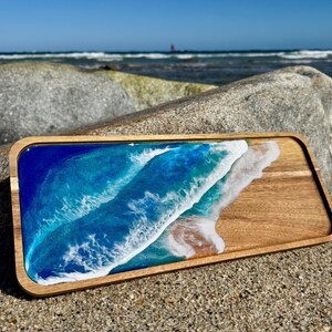 Ocean Wave Serving Tray, Wooden Coastal Home Decor, Beach Serving Tray ...