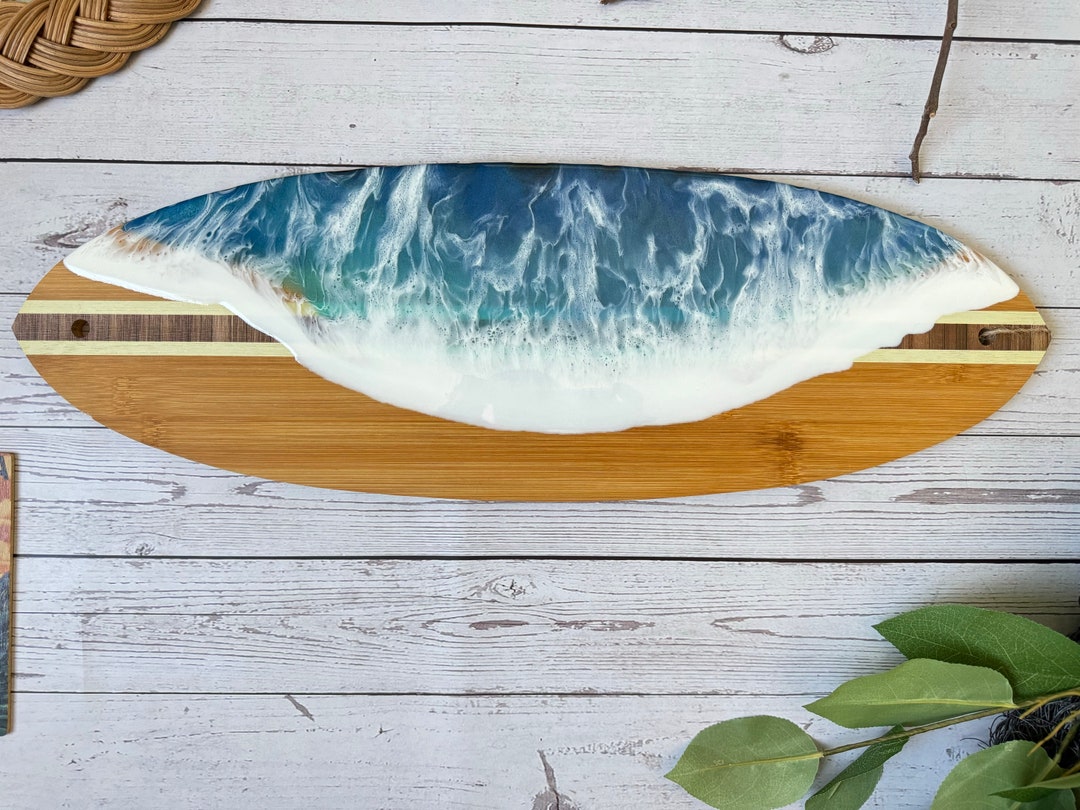 Resin Ocean Wave Charcuterie Surf Board / Surfboard Resin Art / Cheese ...