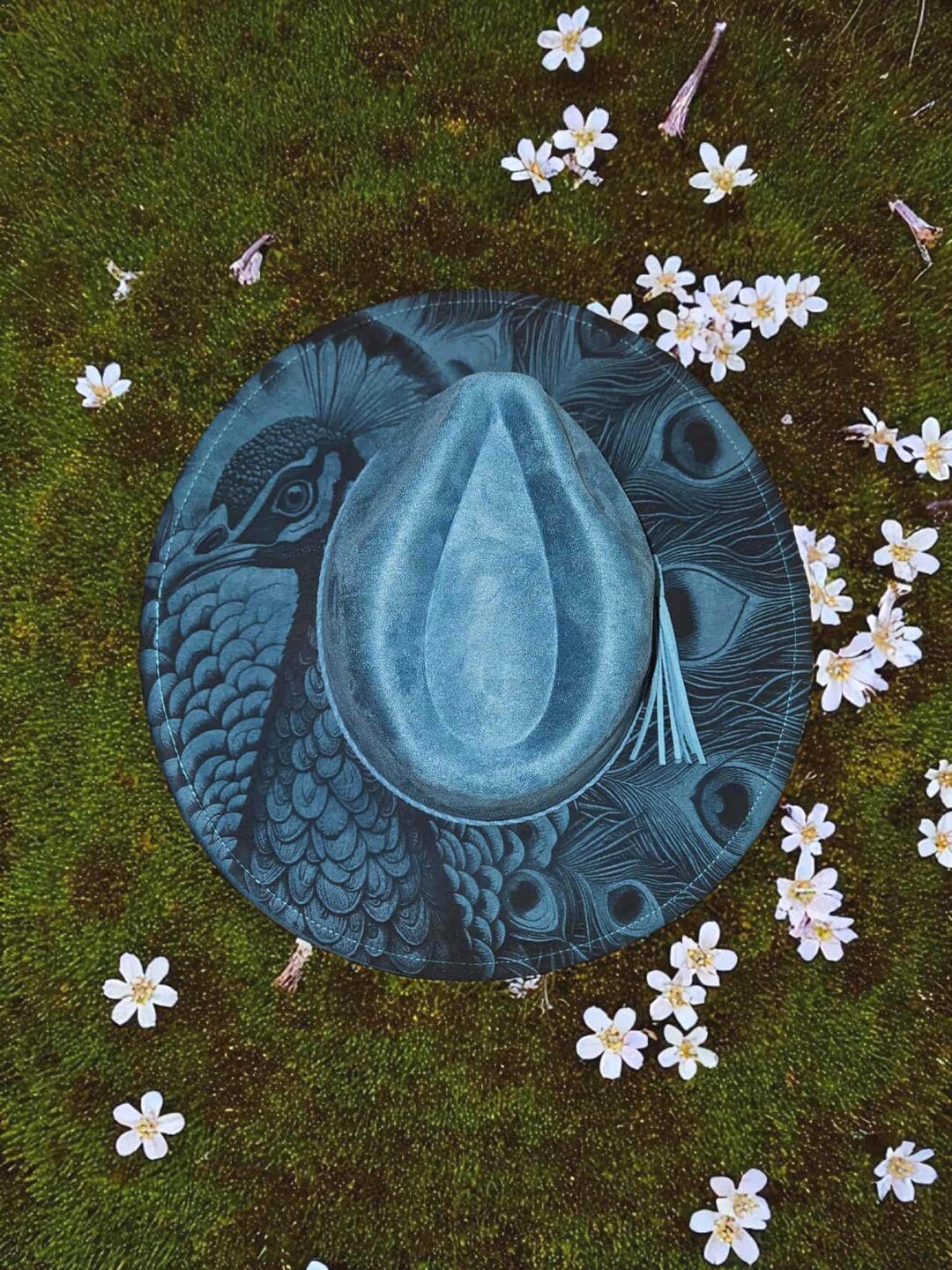 Custom Laser Engraved Vegan Suede Wide Brim Hat: Peacock - Etsy