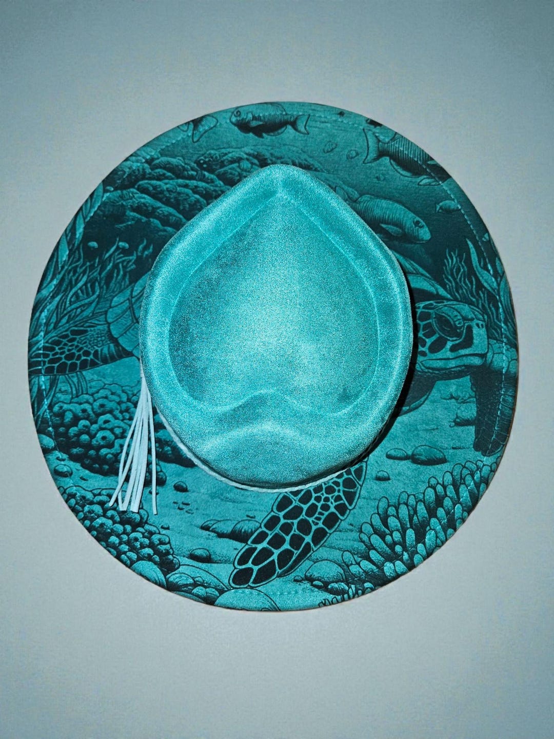 Custom Laser Engraved Vegan Suede Wide Brim Hat: Sea Turtle - Etsy