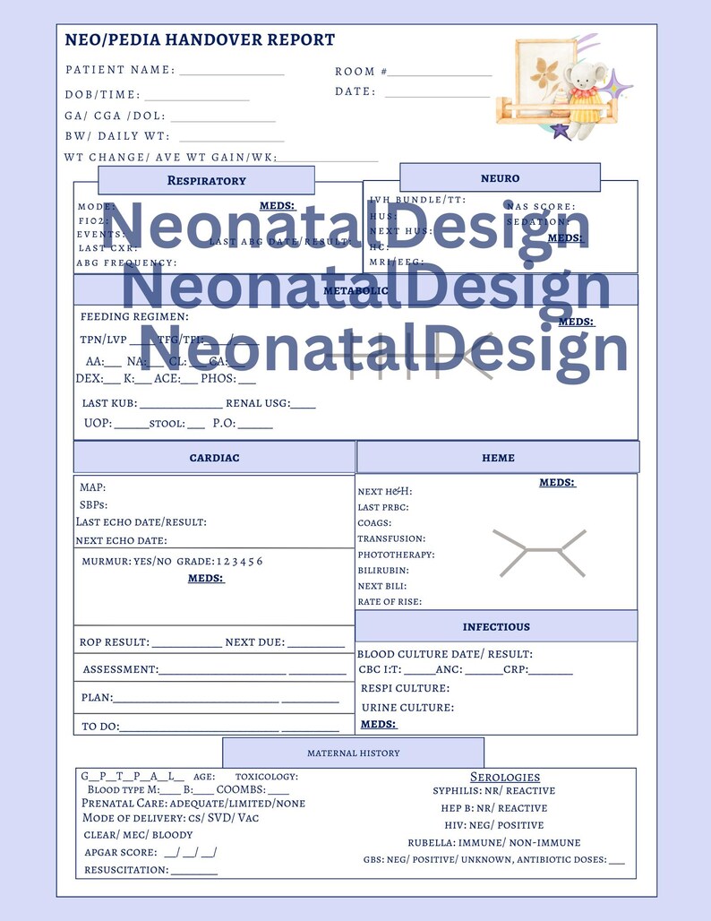 Neonatal Pediatric Shift Report Handover Nursing Change Patient ...