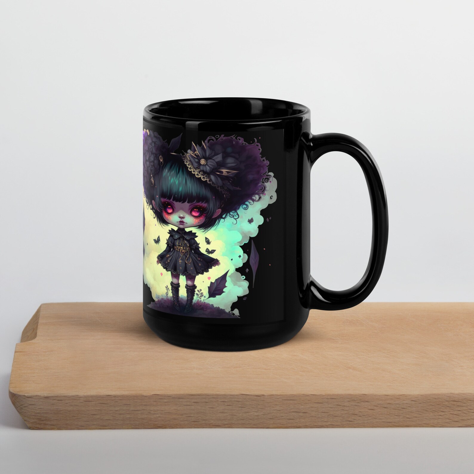 Victorian Emo Chibi Pigtail Princess Black Glossy Mug - Etsy