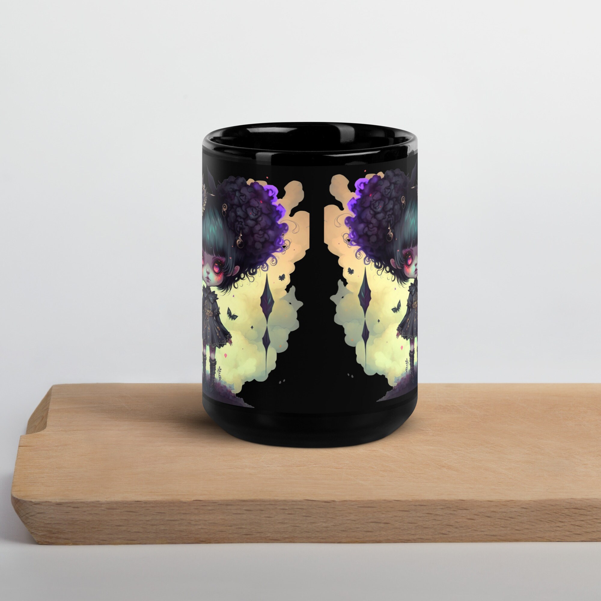 Victorian Emo Chibi Pigtail Princess Black Glossy Mug - Etsy