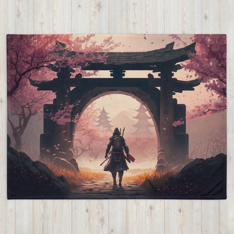 Samurai Under an Arch Throw Blanket - Etsy