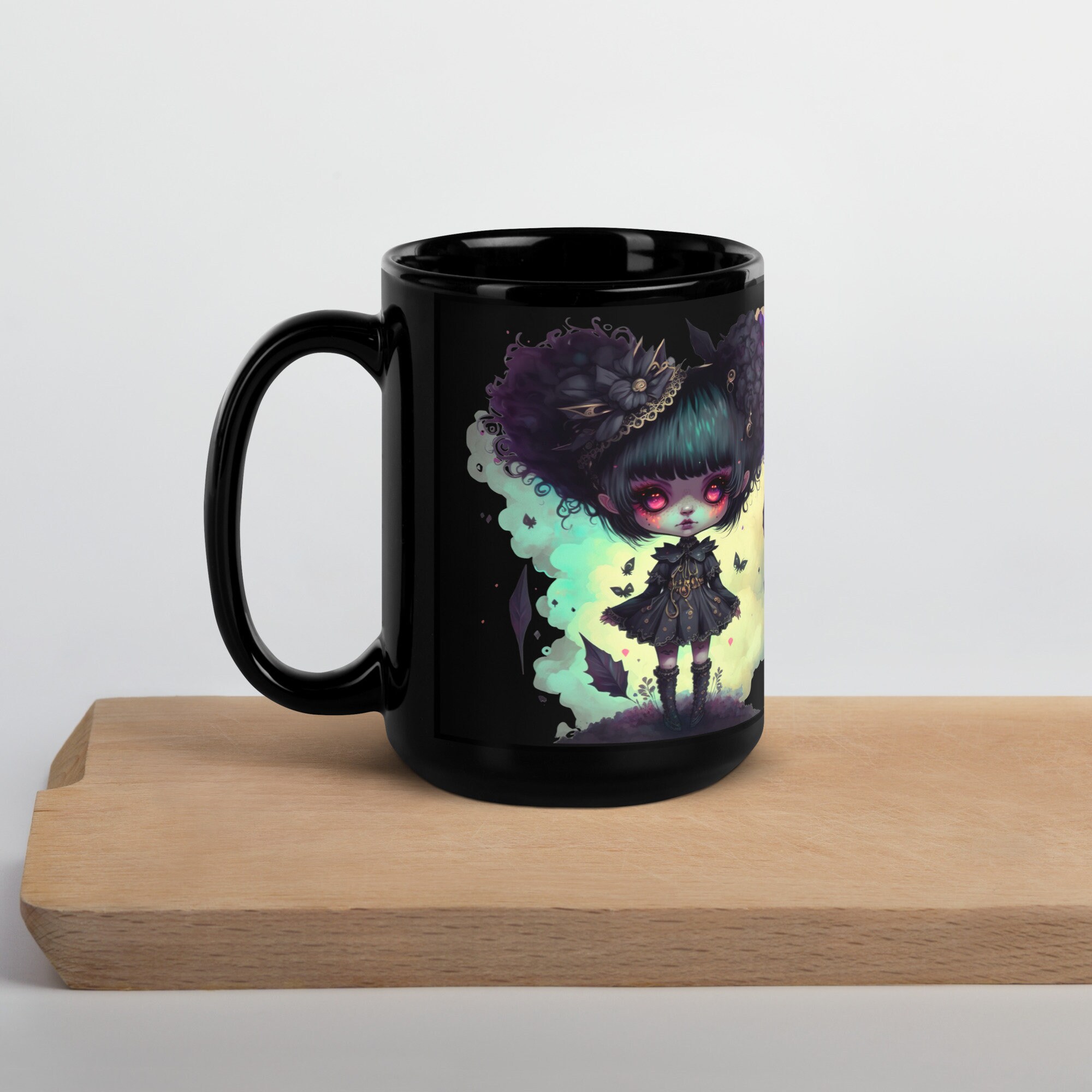Victorian Emo Chibi Pigtail Princess Black Glossy Mug - Etsy