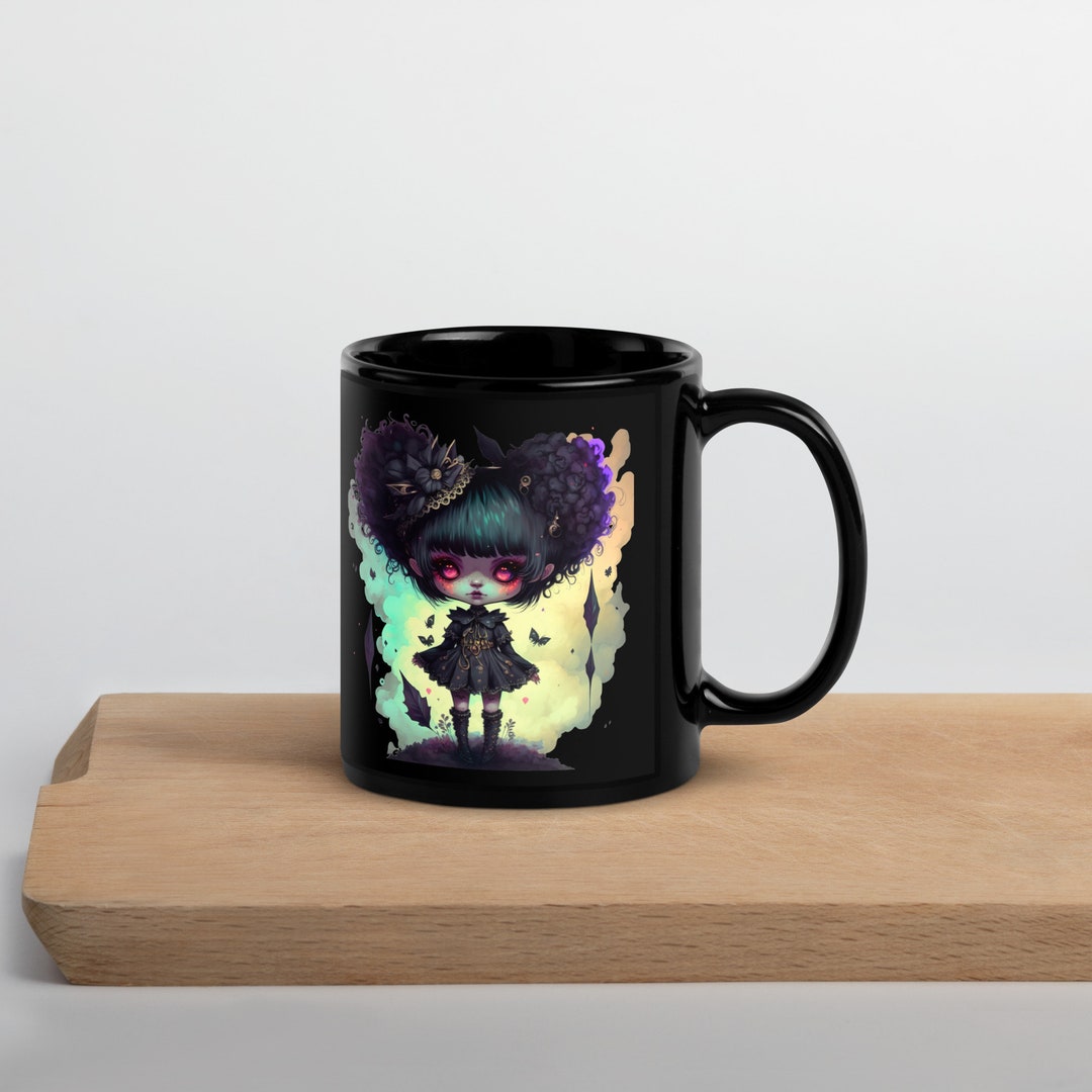 Victorian Emo Chibi Pigtail Princess Black Glossy Mug - Etsy