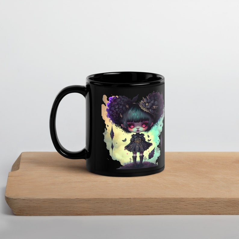 Victorian Emo Chibi Pigtail Princess Black Glossy Mug - Etsy