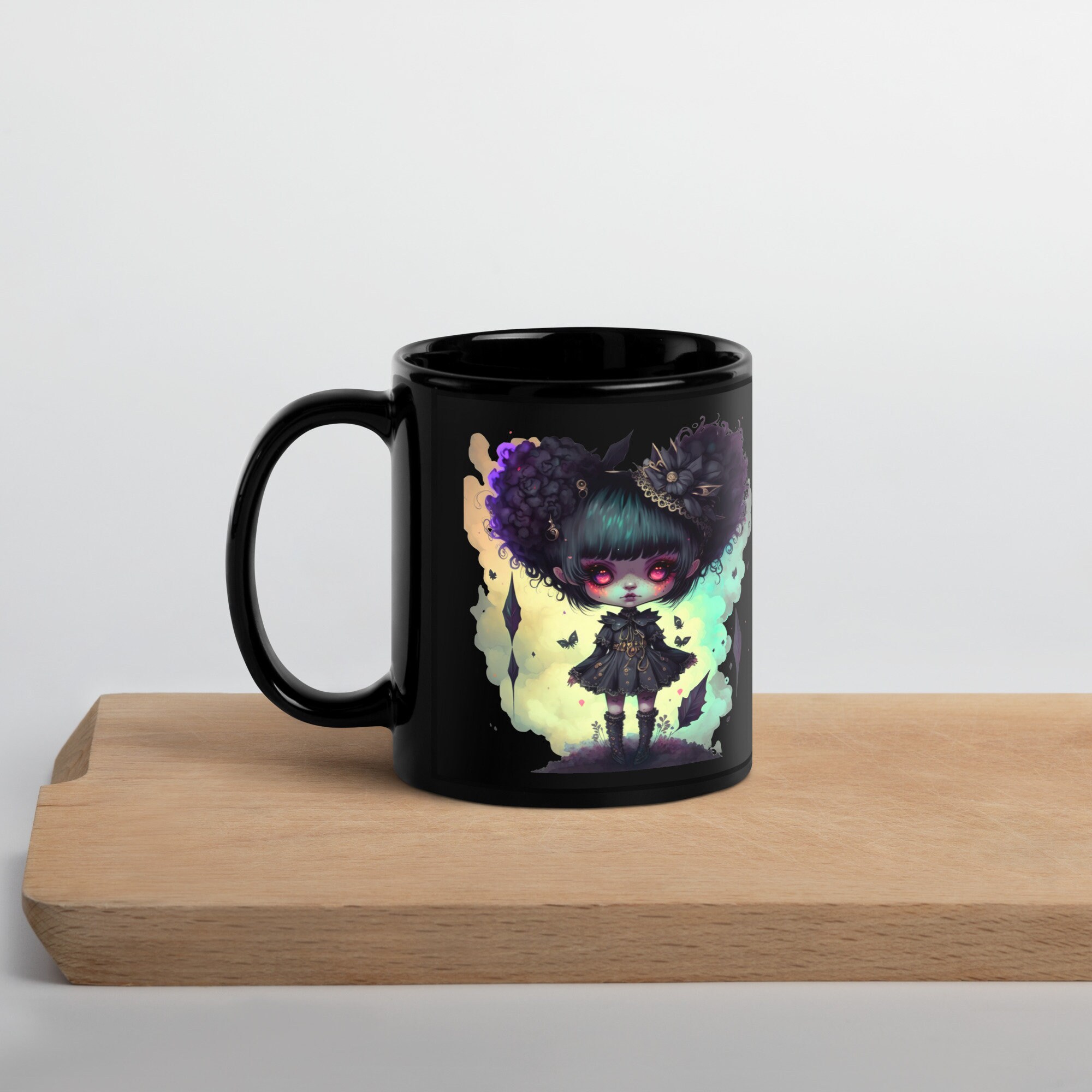 Victorian Emo Chibi Pigtail Princess Black Glossy Mug - Etsy