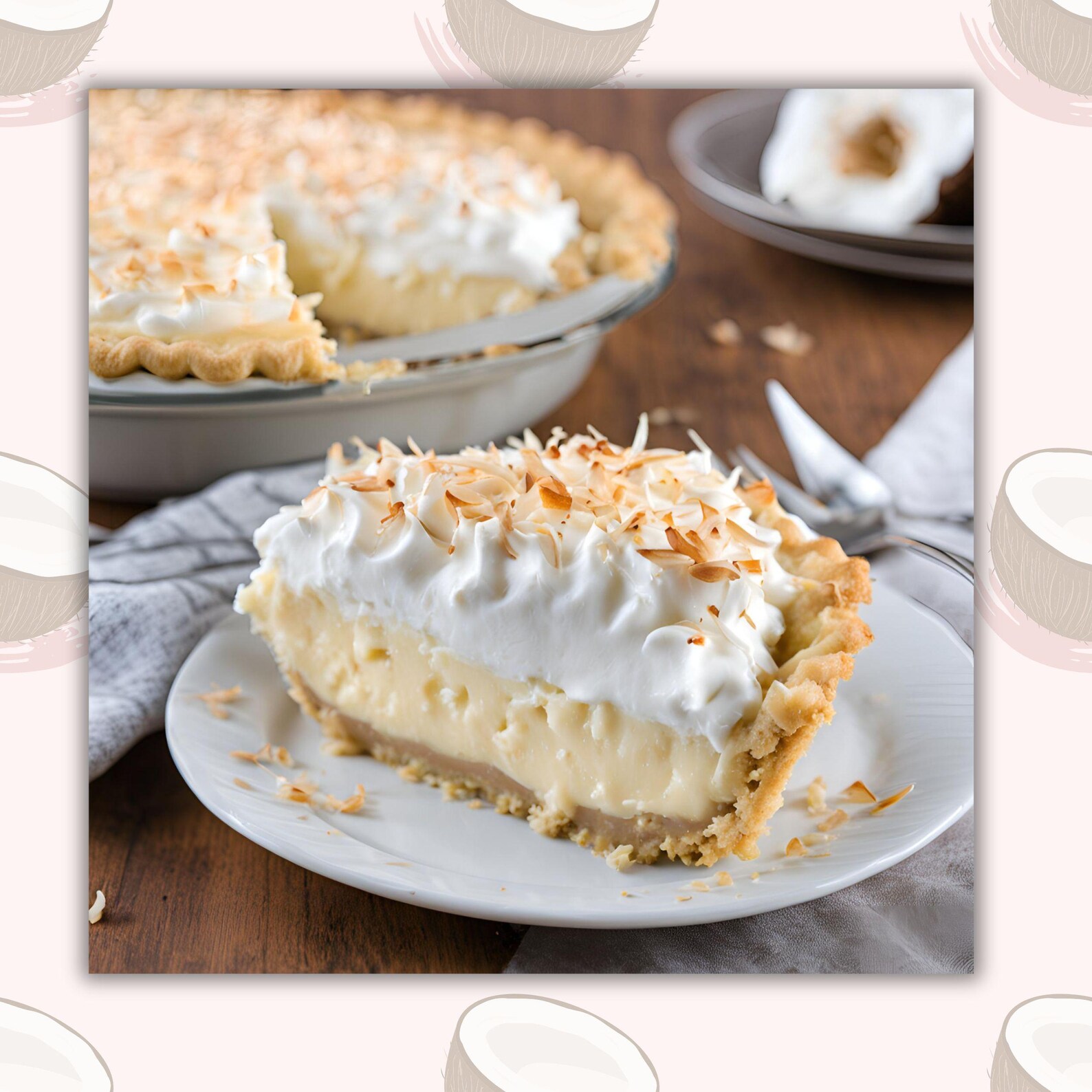 Coconut Cream Pie Dessert Homemade Tropical Comfort Food Delicious Classic Coconut Cream Pie ...