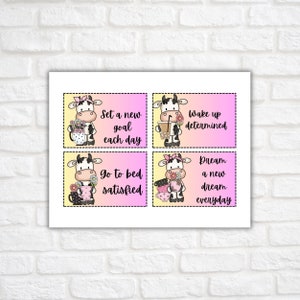 Cute Cow Motivational Cards Positive Affirmation Cards Cute Cow ...