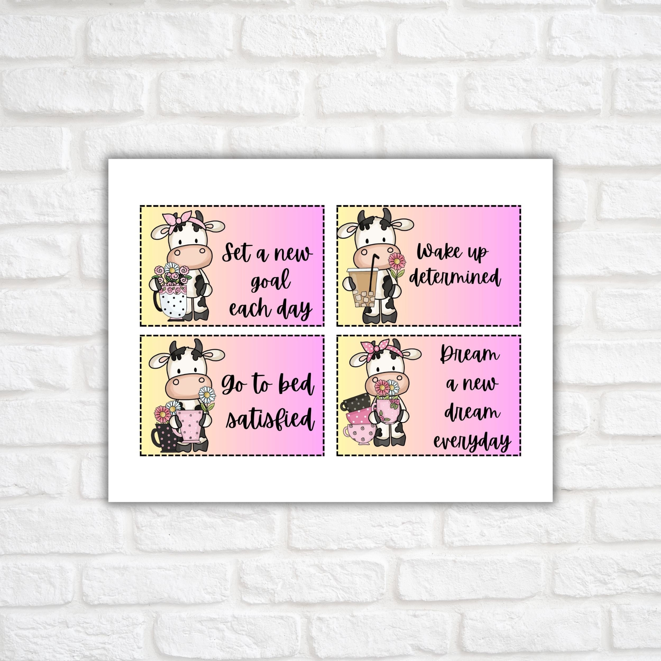 Cute Cow Motivational Cards Positive Affirmation Cards Cute Cow ...