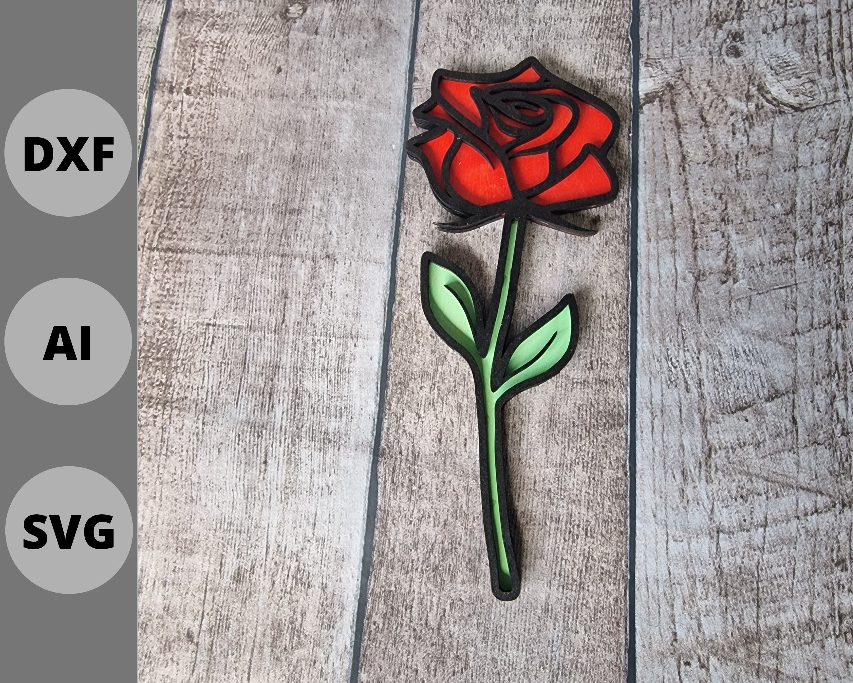 Rose DXF AI SVG Digital File - Etsy