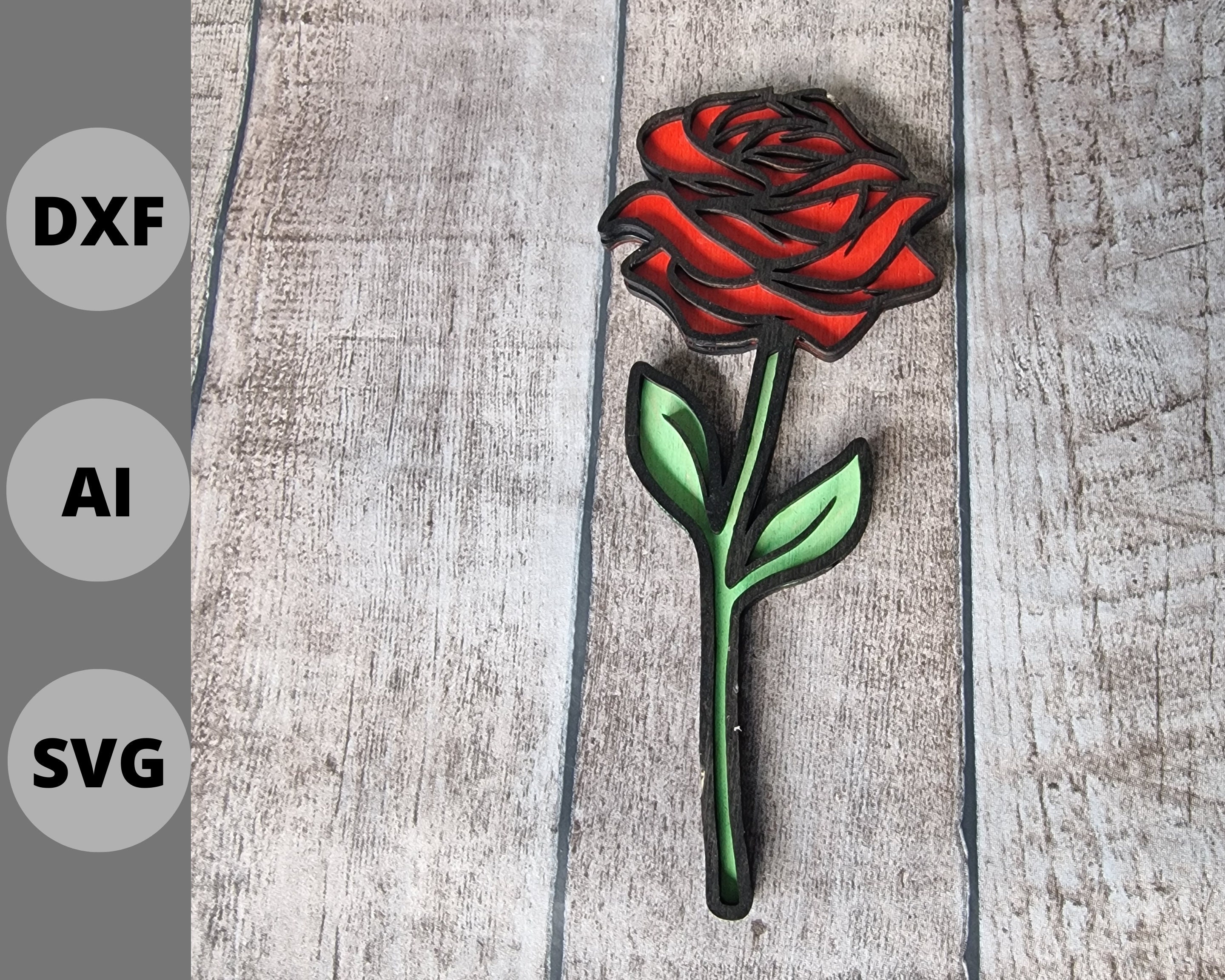 Rose DXF AI SVG Digital File - Etsy