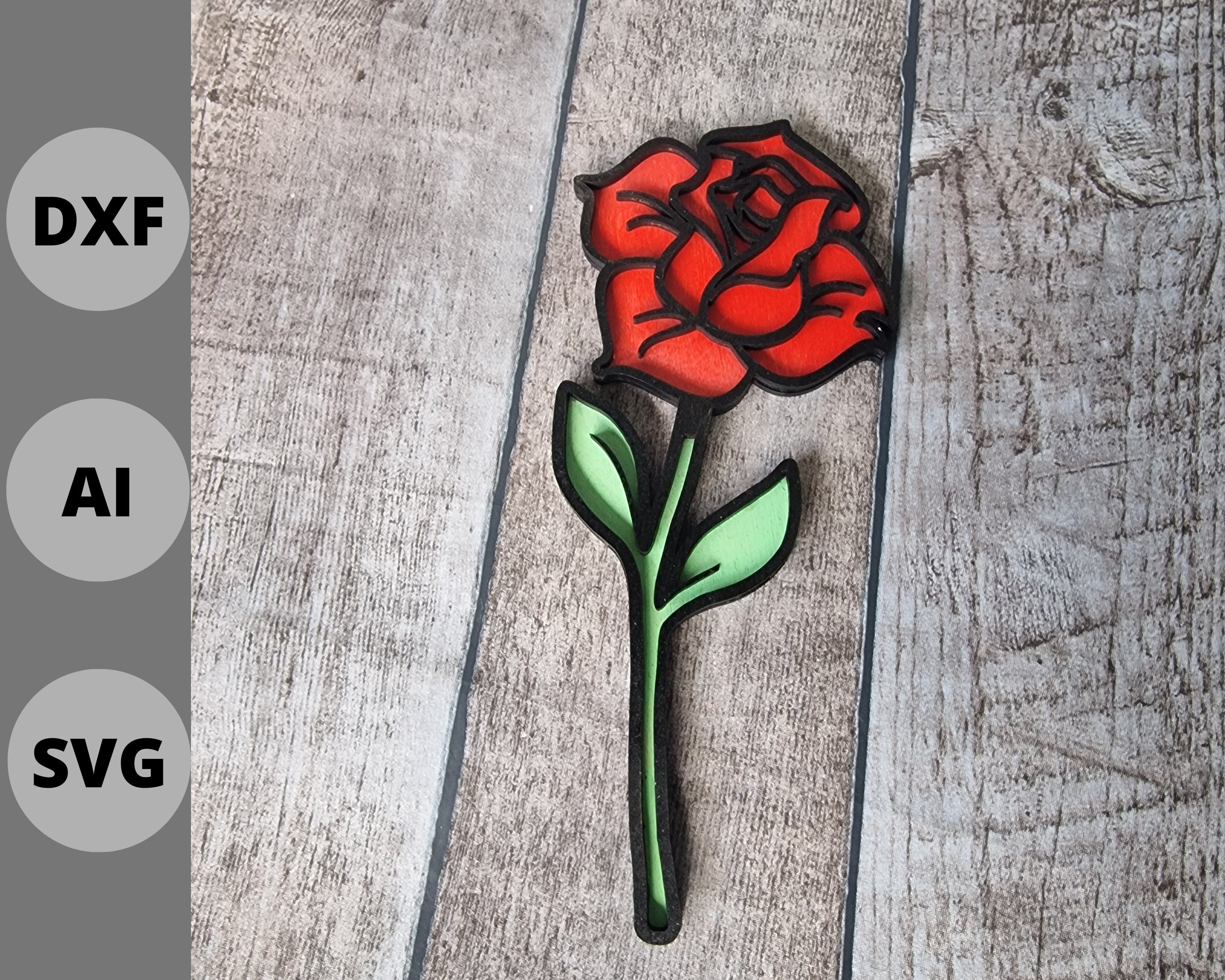 Rose DXF AI SVG Digital File - Etsy