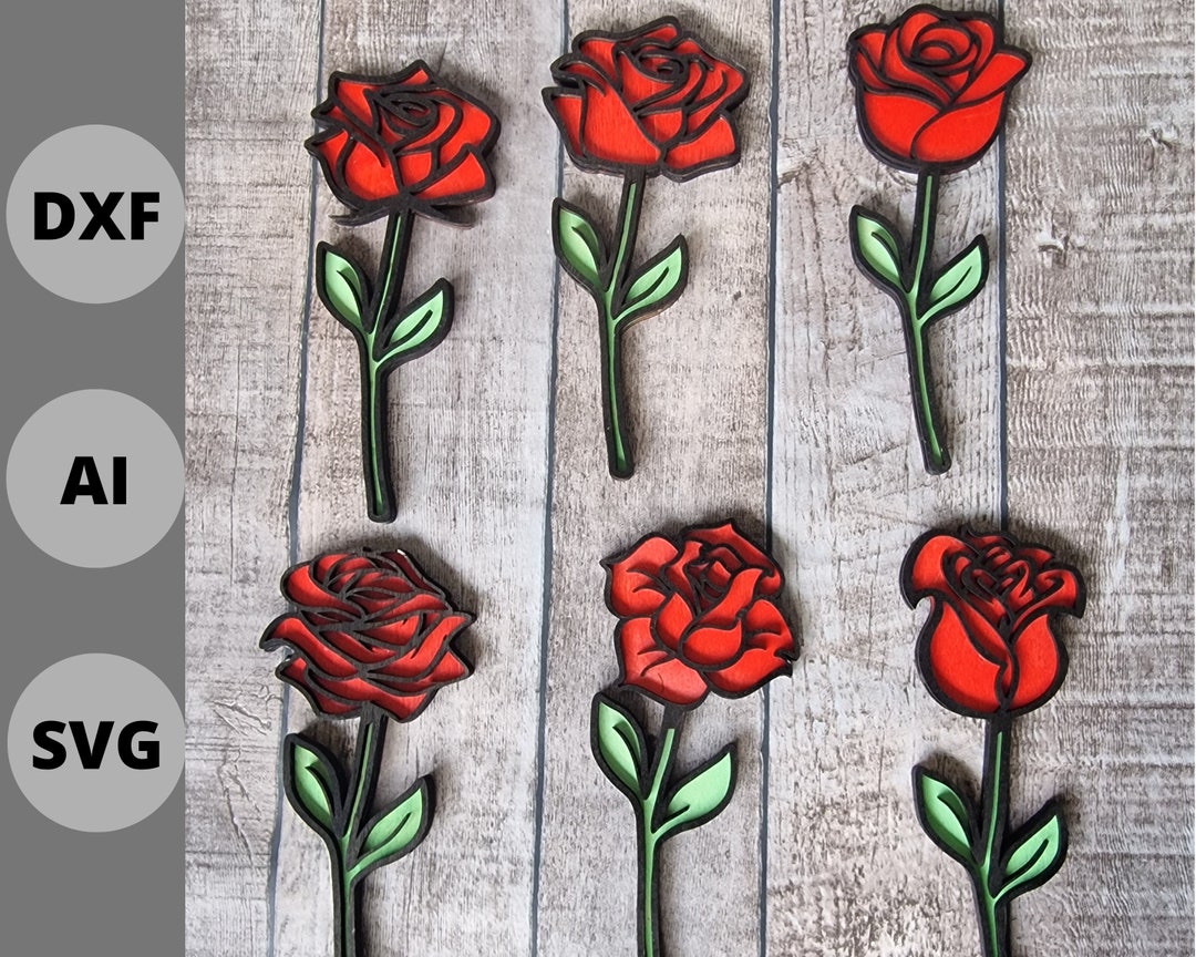 Rosa DXF AI SVG Archivo digital - Etsy México