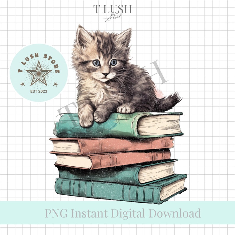 Cats and Books Png Bundle, Book Lover PNG, Bookish Sublimation Design ...