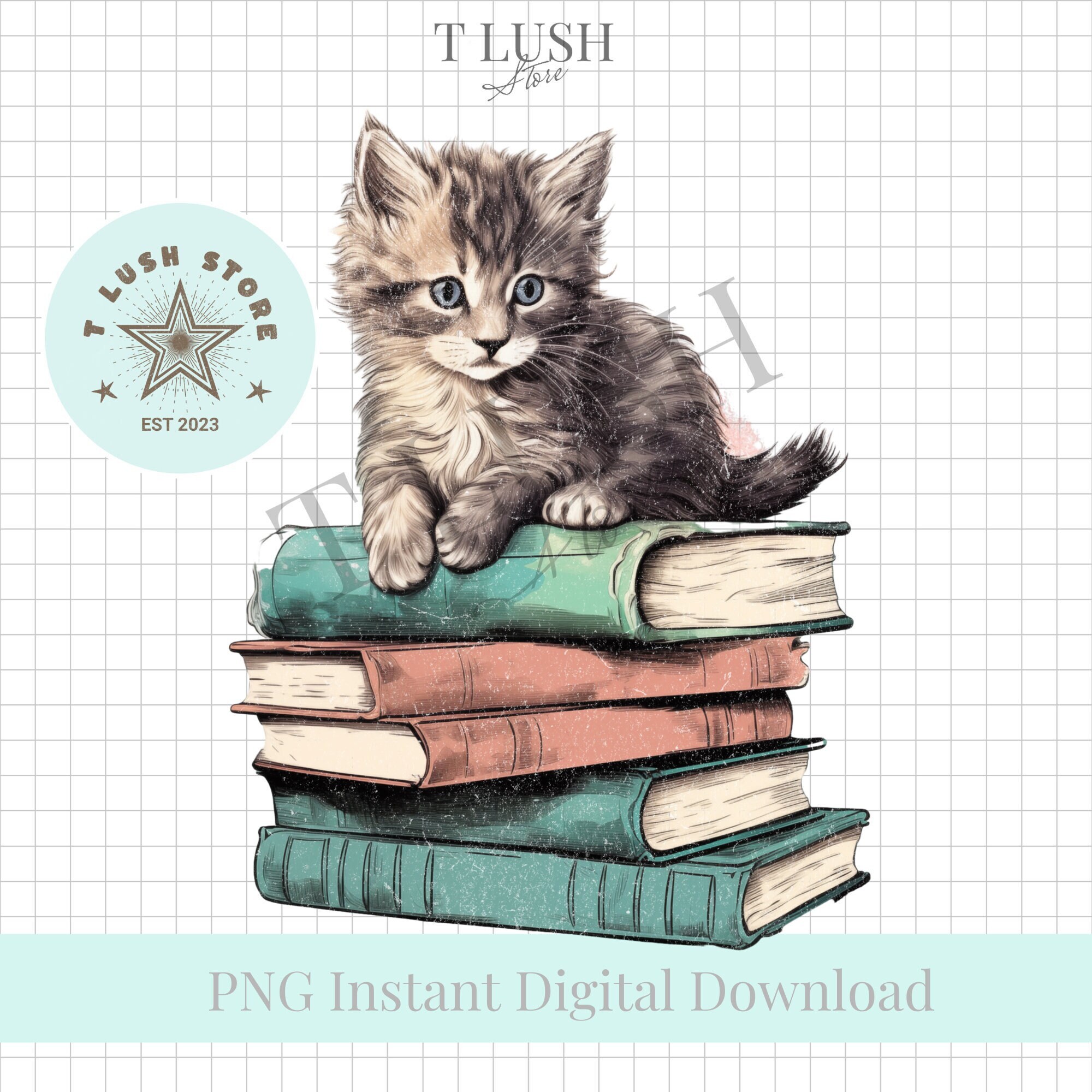 Cats and Books Png Bundle, Book Lover PNG, Bookish Sublimation Design ...