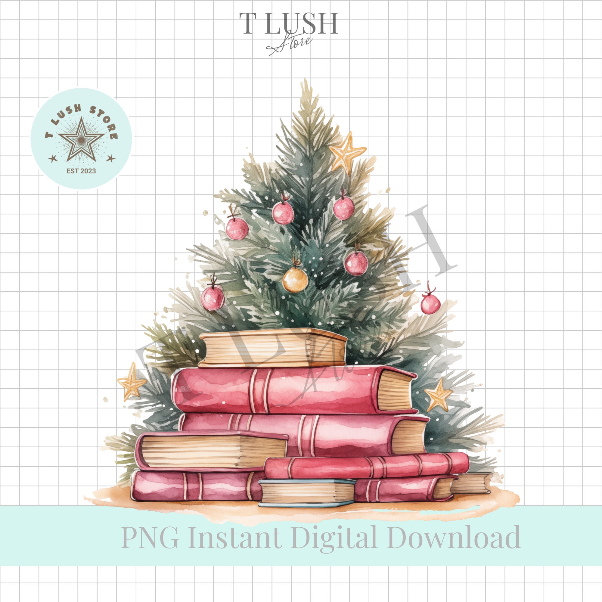 Christmas Book Tree Png, Book Lovers Christmas Png, Bookworm Christmas ...