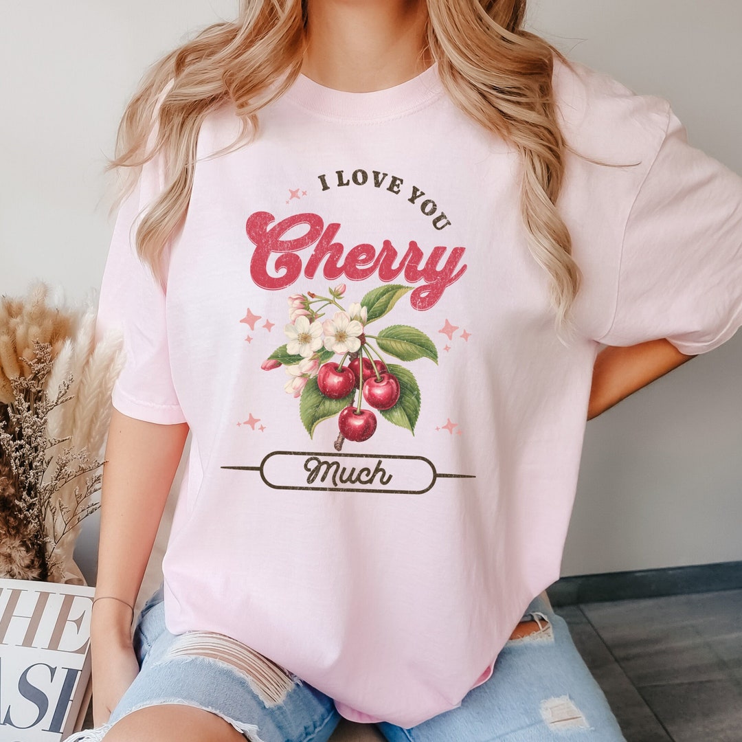 Cherries Retro Vintage Love Shirt, Fun Valentines Cherry Tshirt, Pink ...