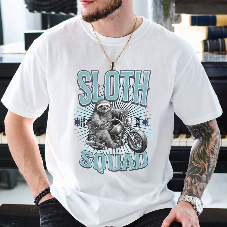 Sloth Gifts, Fun Sloth T-shirt, Sloth Tshirt, Crew Neck Tee, Father ...