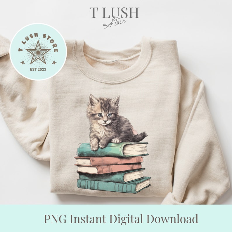 Cats and Books Png Bundle, Book Lover PNG, Bookish Sublimation Design ...