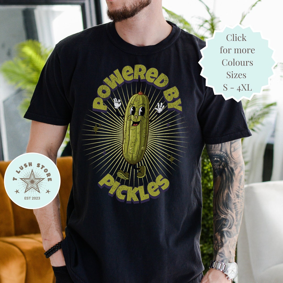 Pickle Lover Shirt, Fun Vintage Pickle T-shirt, Powered by Pickles Tee ...