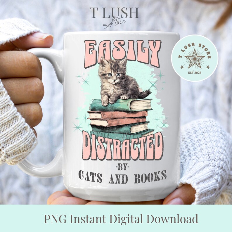 Cats and Books Png Bundle, Book Lover PNG, Bookish Sublimation Design ...