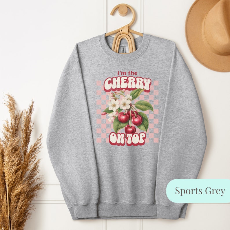 Trendy Retro Cherry Sweatshirt, Vintage Inspired Cherries Sweater for ...