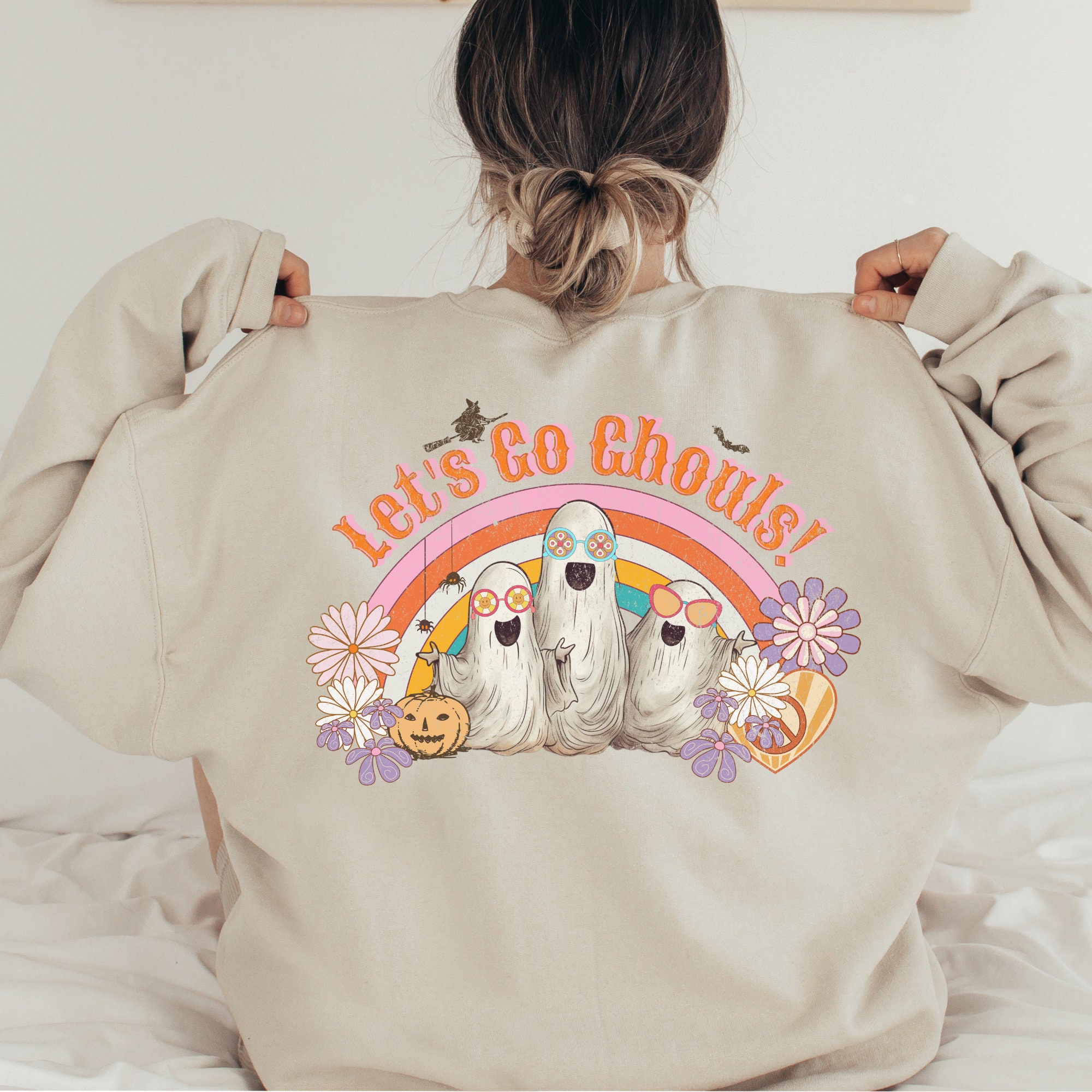 Let's Go Ghouls PNG - Boho Halloween SVG, Groovy Fun With Hippy Ghosts ...