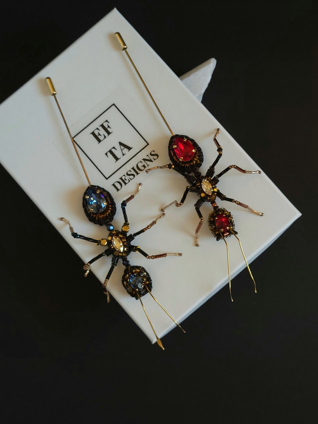 Red Blue Ant Brooch Pin Needle, Handmade Insect Bug Jewelry Unique ...