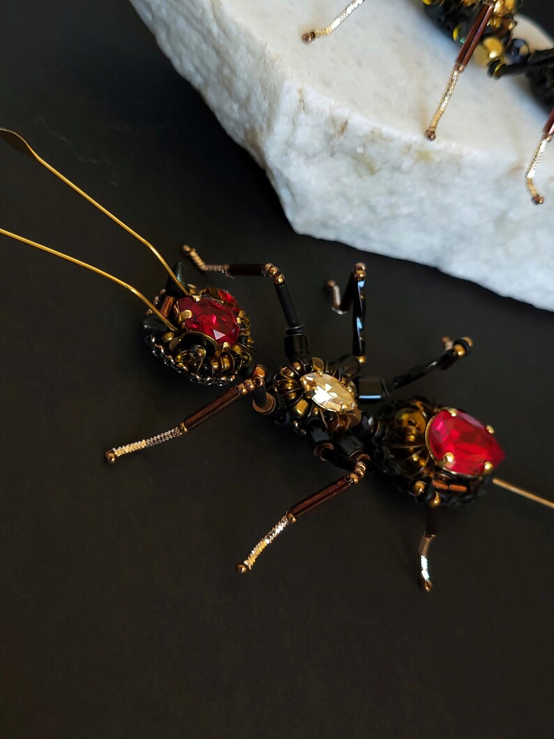 Red Blue Ant Brooch Pin Needle, Handmade Insect Bug Jewelry Unique ...