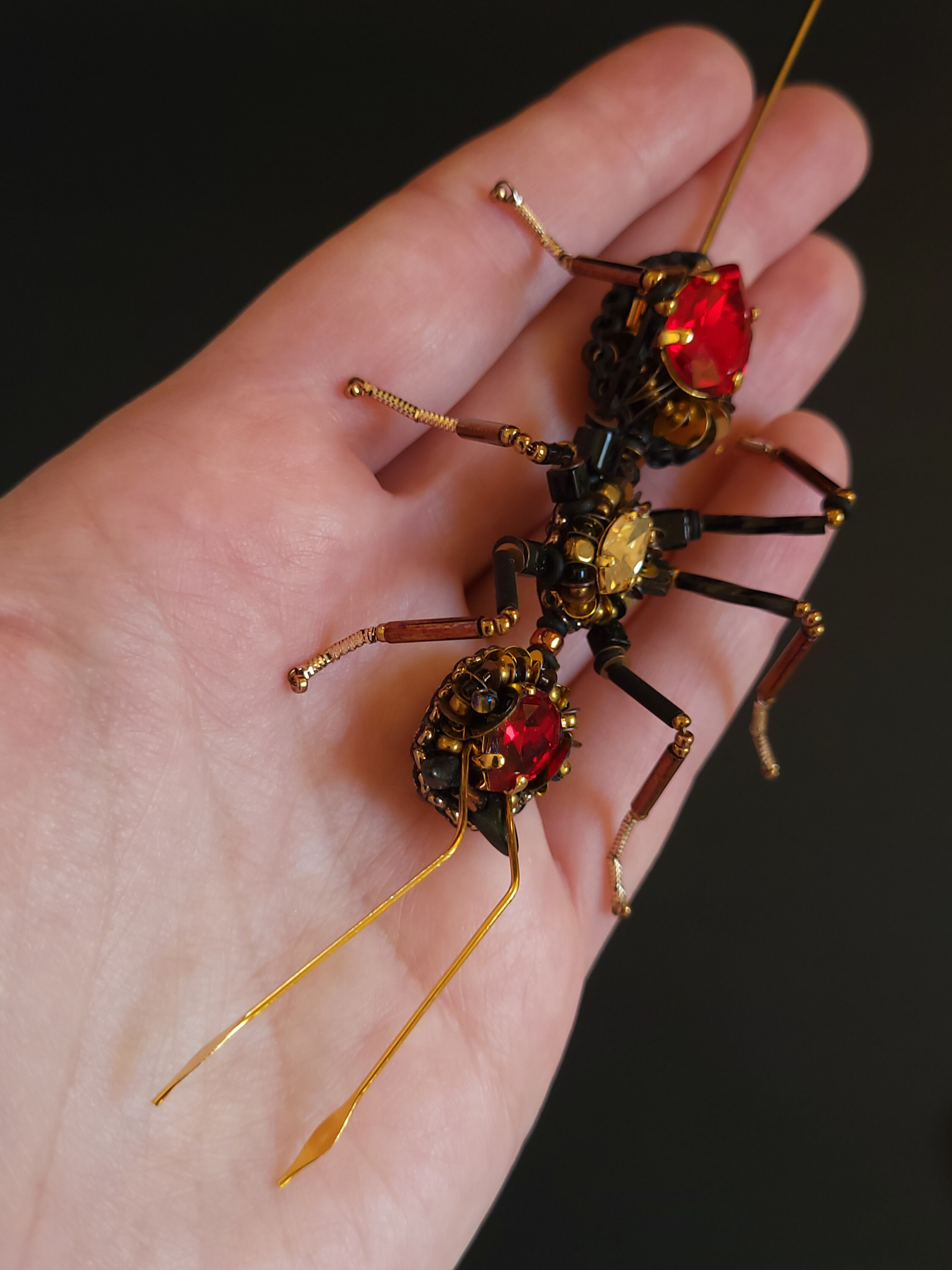 Red Blue Ant Brooch Pin Needle, Handmade Insect Bug Jewelry Unique ...
