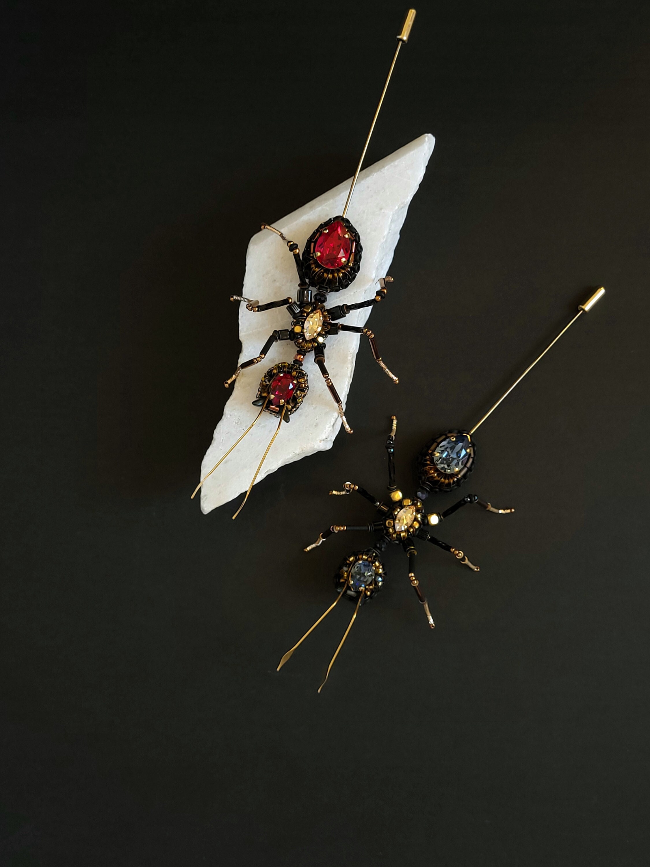 Red Blue Ant Brooch Pin Needle, Handmade Insect Bug Jewelry Unique ...