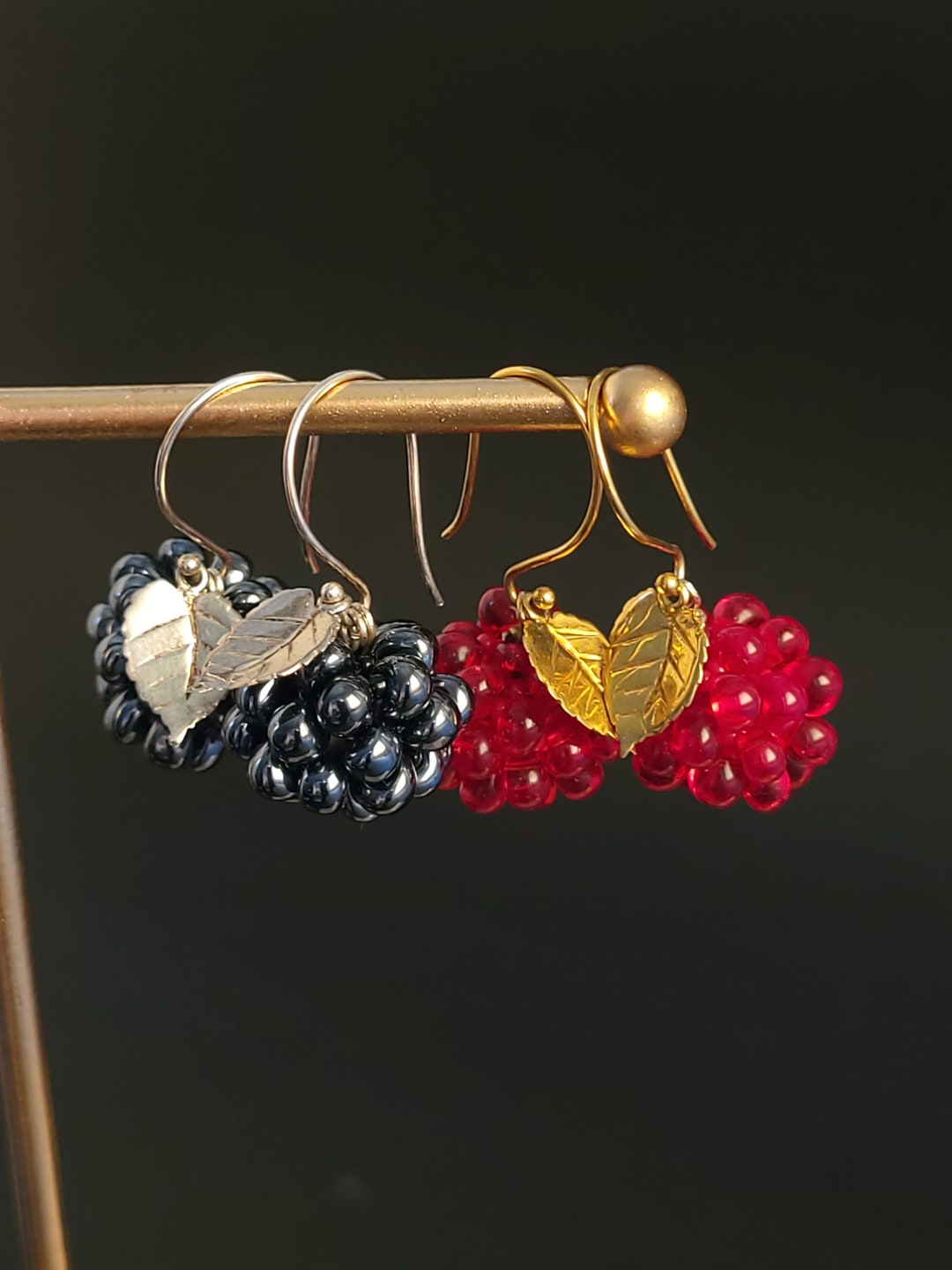 Handmade Blackberry Raspberry Earrings Berry Light Beaded - Etsy
