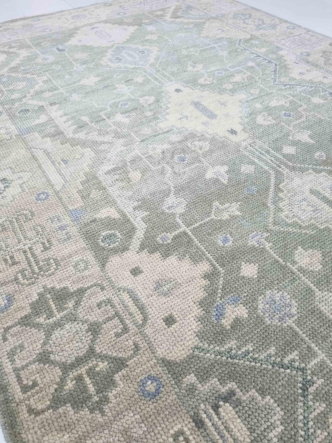 Sage Green Gray Oushak Rug 9x12 – Hand Knotted Turkish Wool Carpet ...