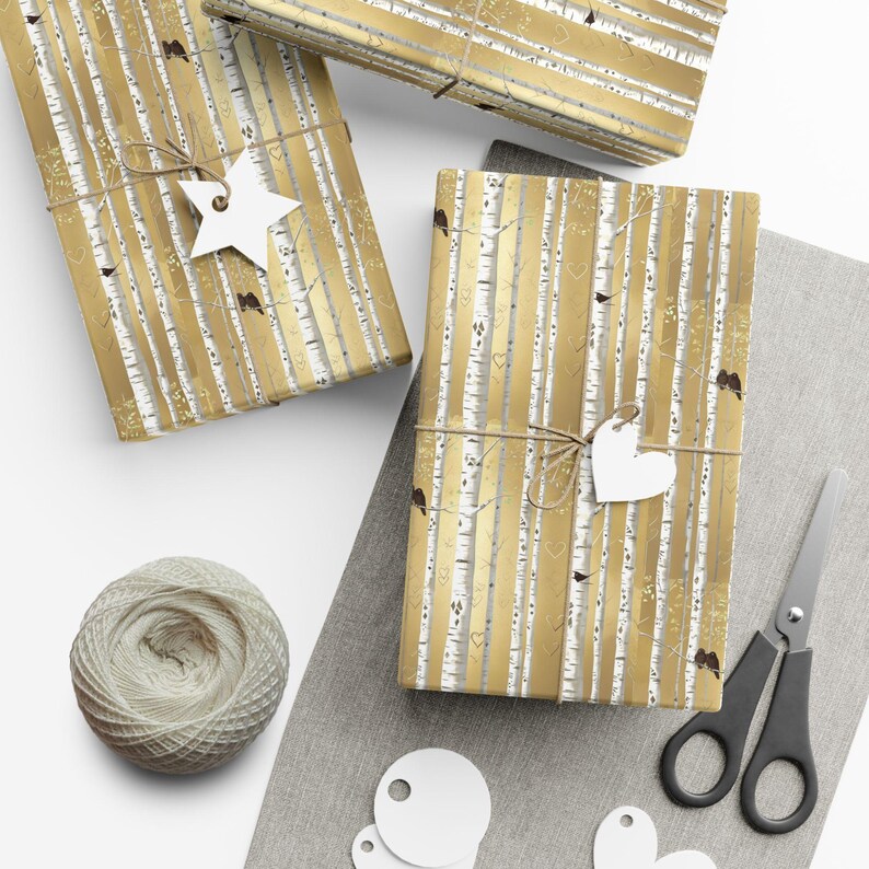 Rustic Birch Tree Gift Wrap Papers - Eco-friendly Holiday Wrapping ...