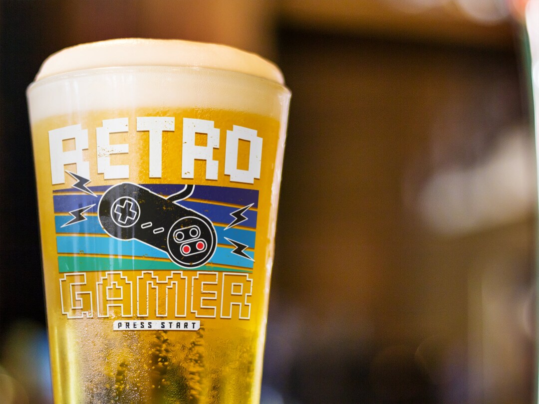 Retro Gamer Pint Glass Video Game Glass Vintage Video Game Glass ...