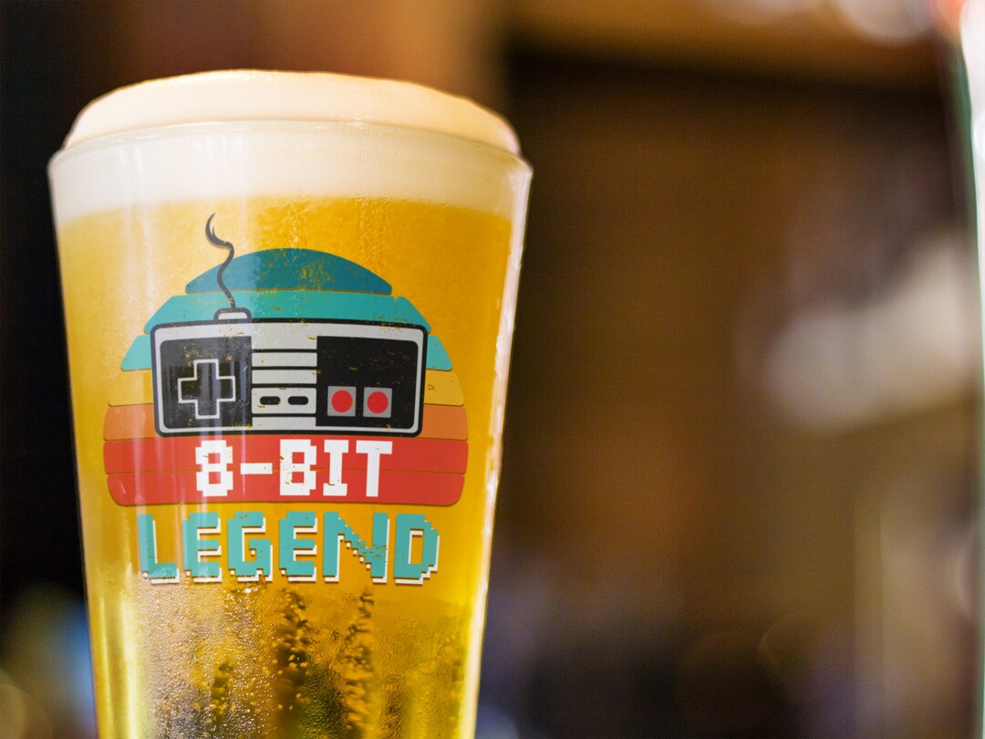 8-bit Legend Pint Glass Video Game Glassware Retro Gamer Gift Hoe,m Bar ...