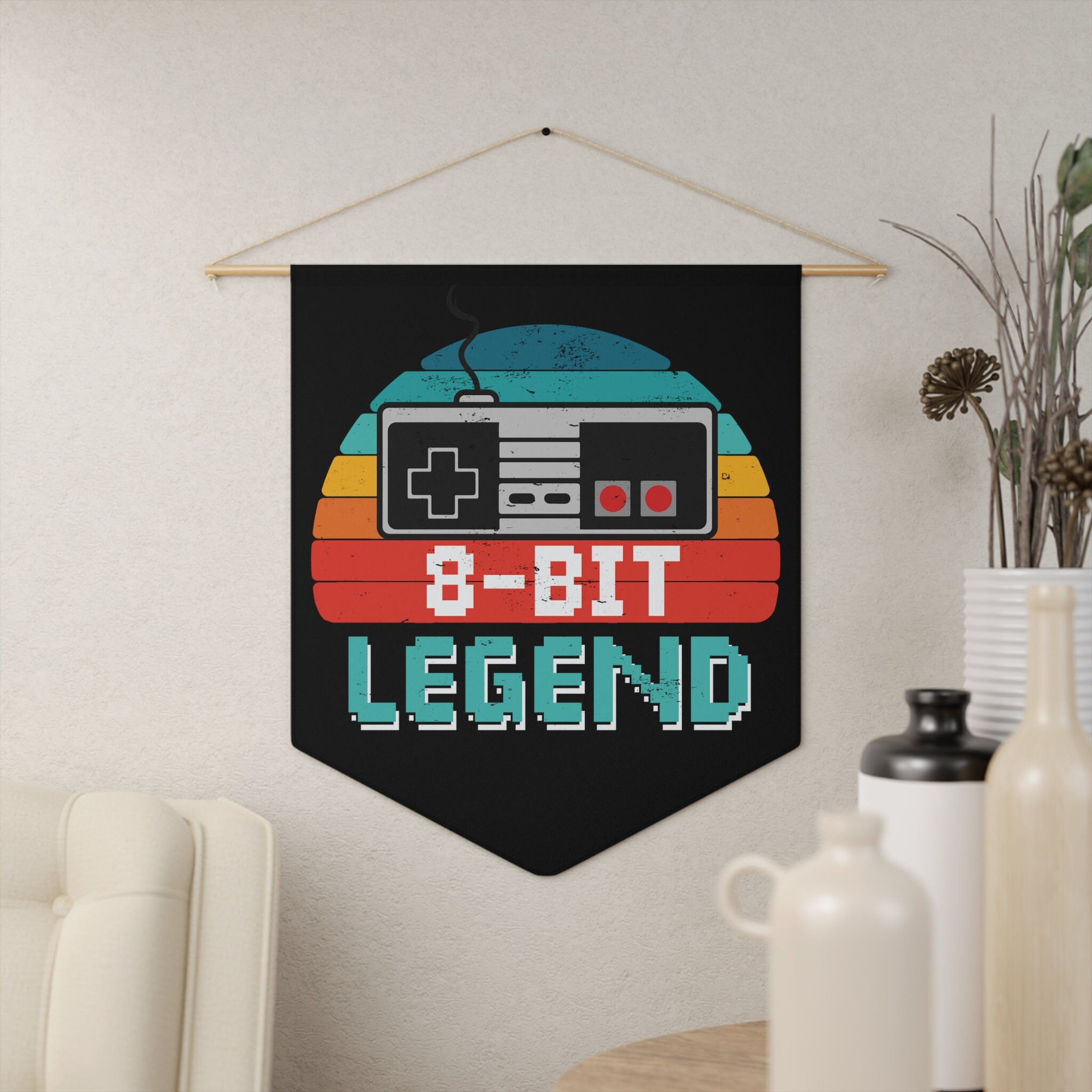8-bit Legend Pennant Retro Game Decor Retro Gamer Gifts - Etsy